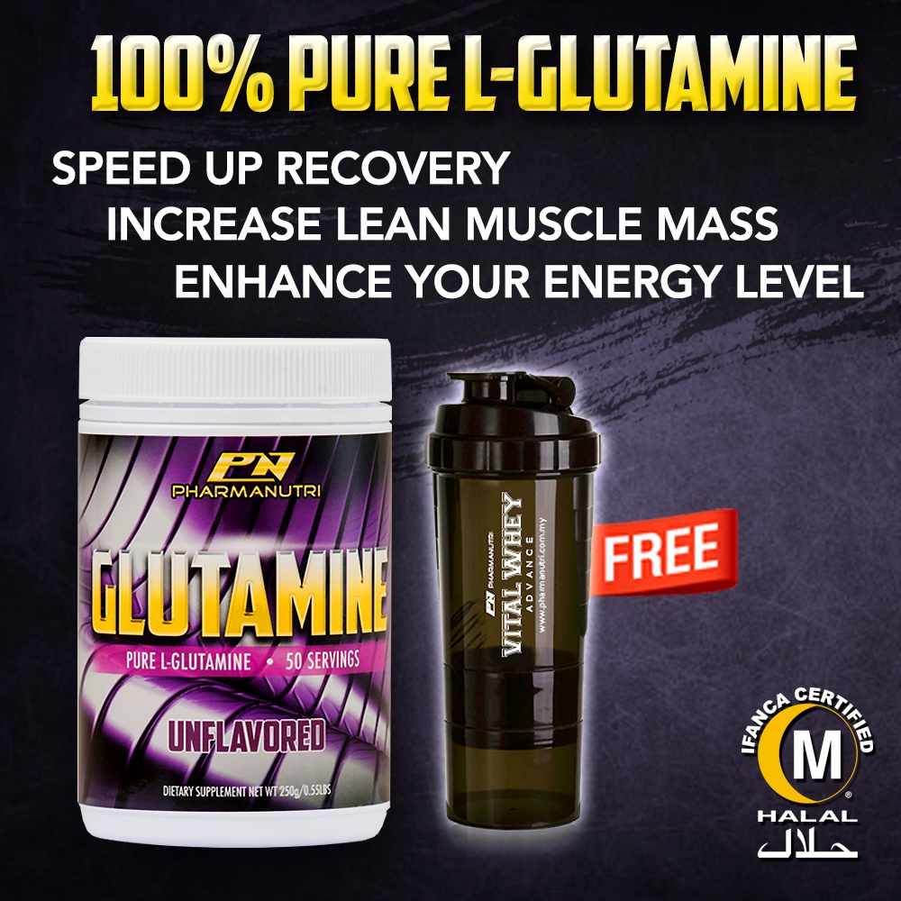 Halal Glutamine Pure L-Glutamine 250G 50 Serving Unflavored Free Shaker ...