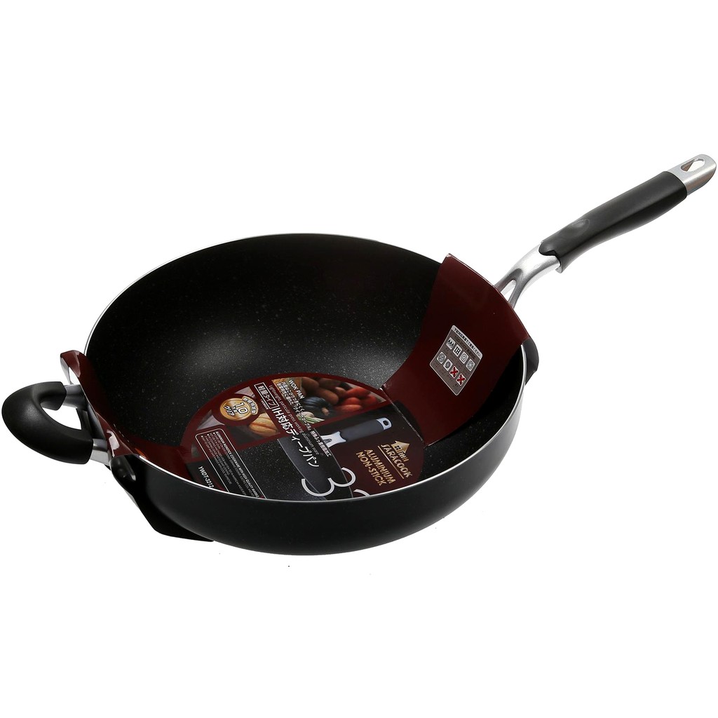 SARA / Non-Stick Deep Frying Wok Pan 32cm w Handle / Stir Fry Wok ...
