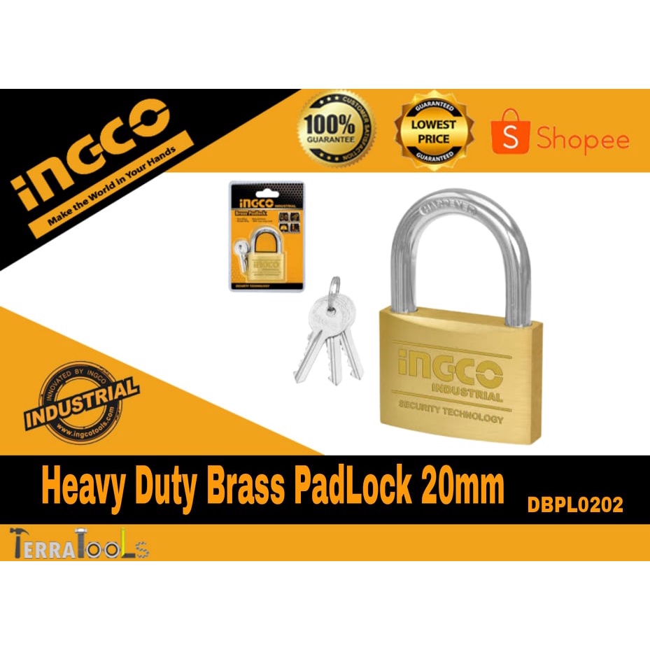 Ingco Heavy Duty Brass Padlock DBPL0202 | Shopee Singapore