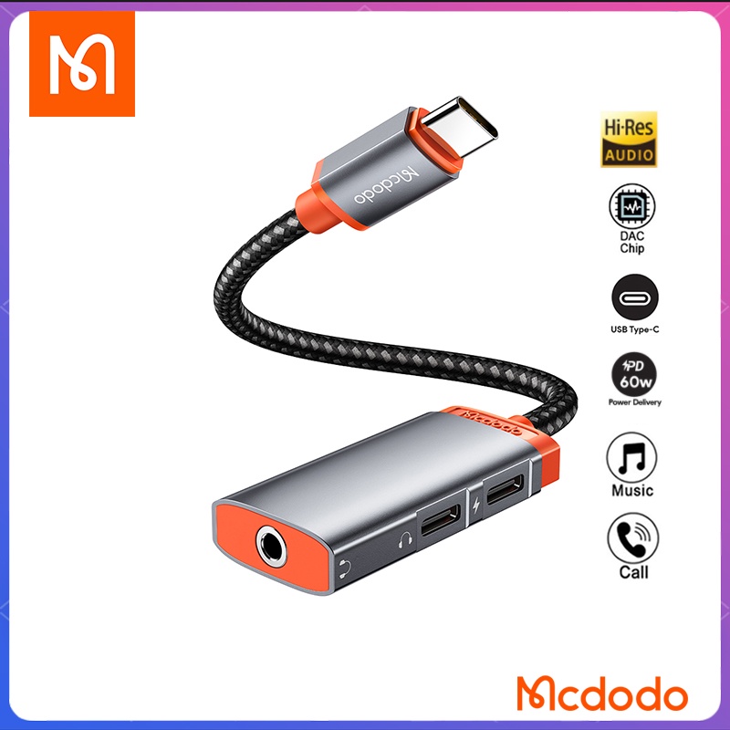 Mcdodo 60W 3 in 1 Type-C to Dual Type-C & DC3.5mm for music charging ...