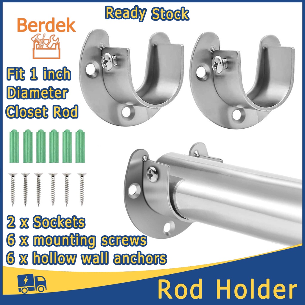 25mm Pipe Holder U Bracket Wardrobe Cabinet Clothes Hanger Besi Gantung ...