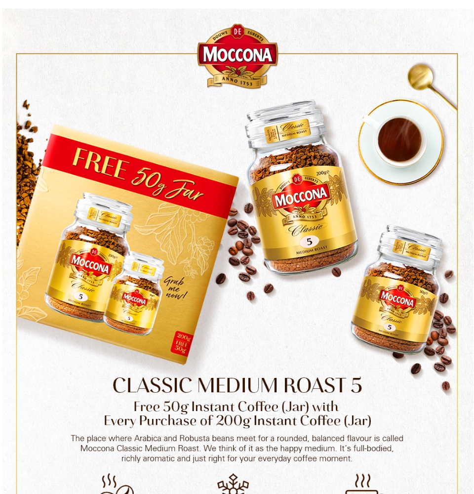 MOCCONA Classic Medium Roast Intensity 5 Freeze Dried Instant Coffee ...