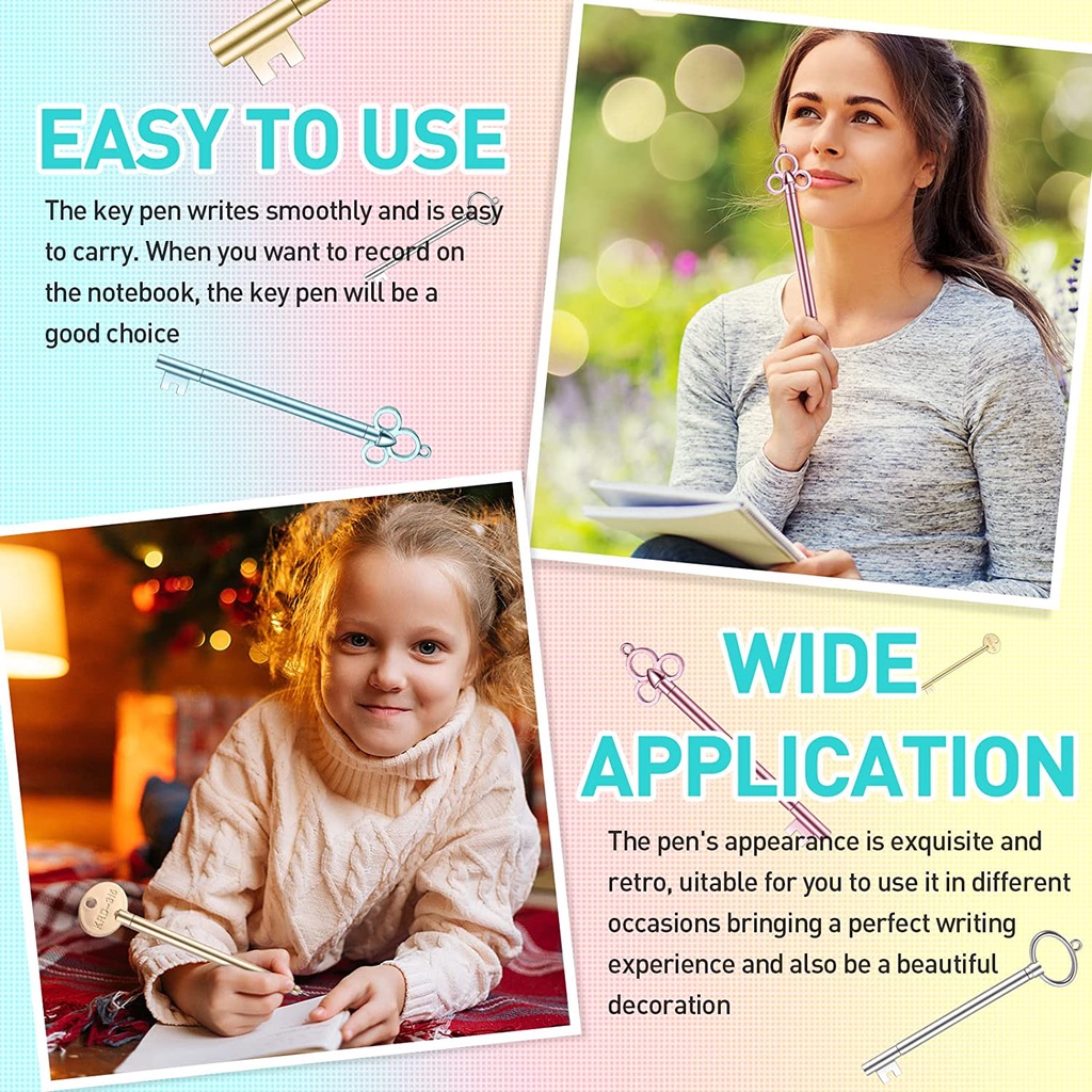 Key Shape Pen Vintage Key Gel Ink Pens Cute Novelty Pens Black Fine ...