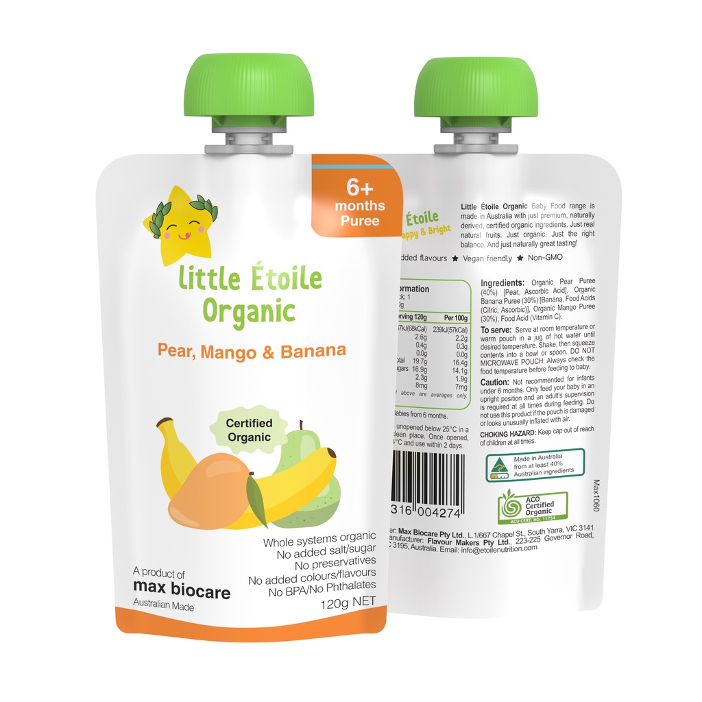 Little Etoile Organic Baby Puree - Pear, Mango & Banana (6m+) | Shopee ...
