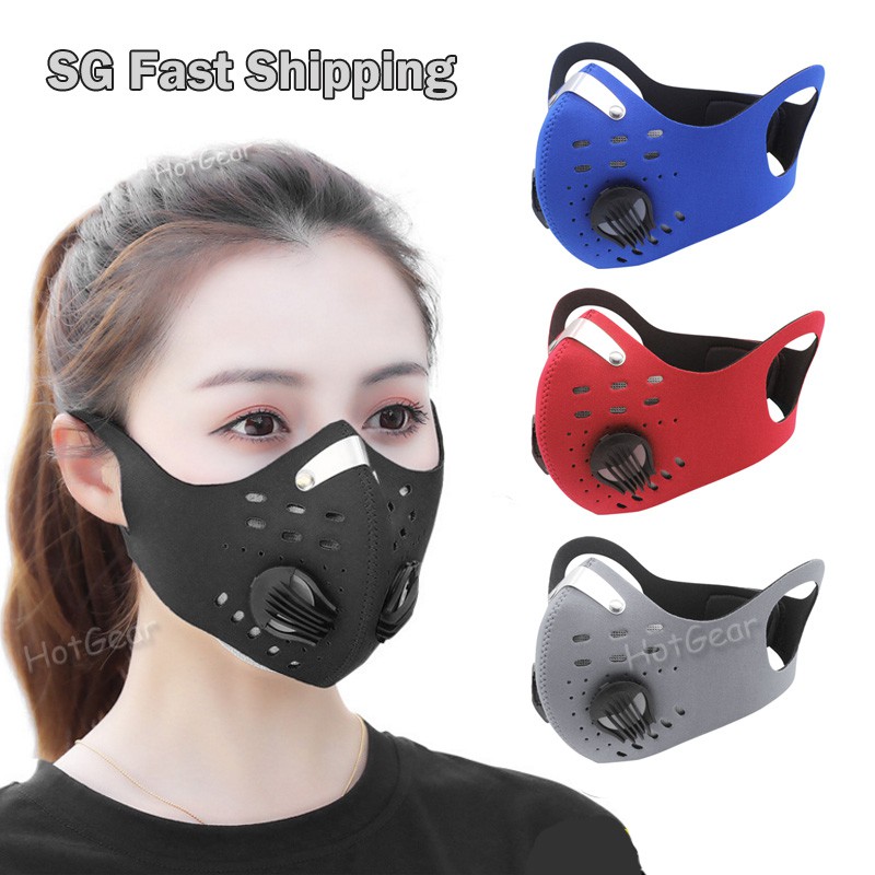 Activated Carbon Filter Cycling Face Mask with Earloop Velcro Sports ...