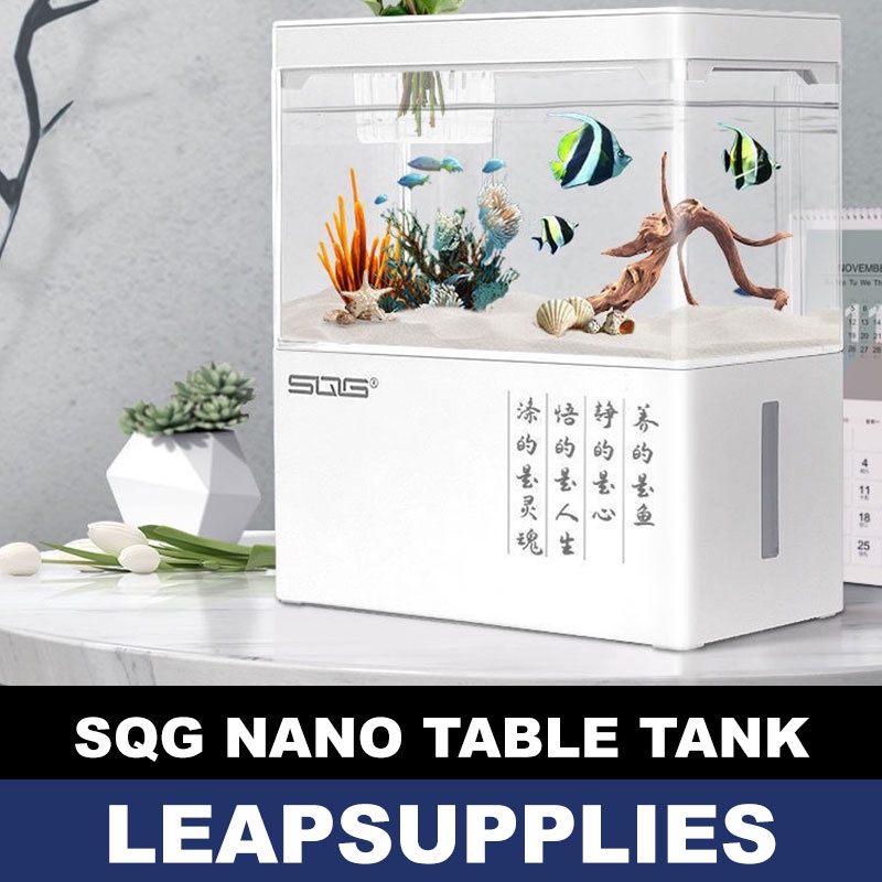 SQG Nano Table Top Small Fish Tank | Full Set Office Table Fish ...