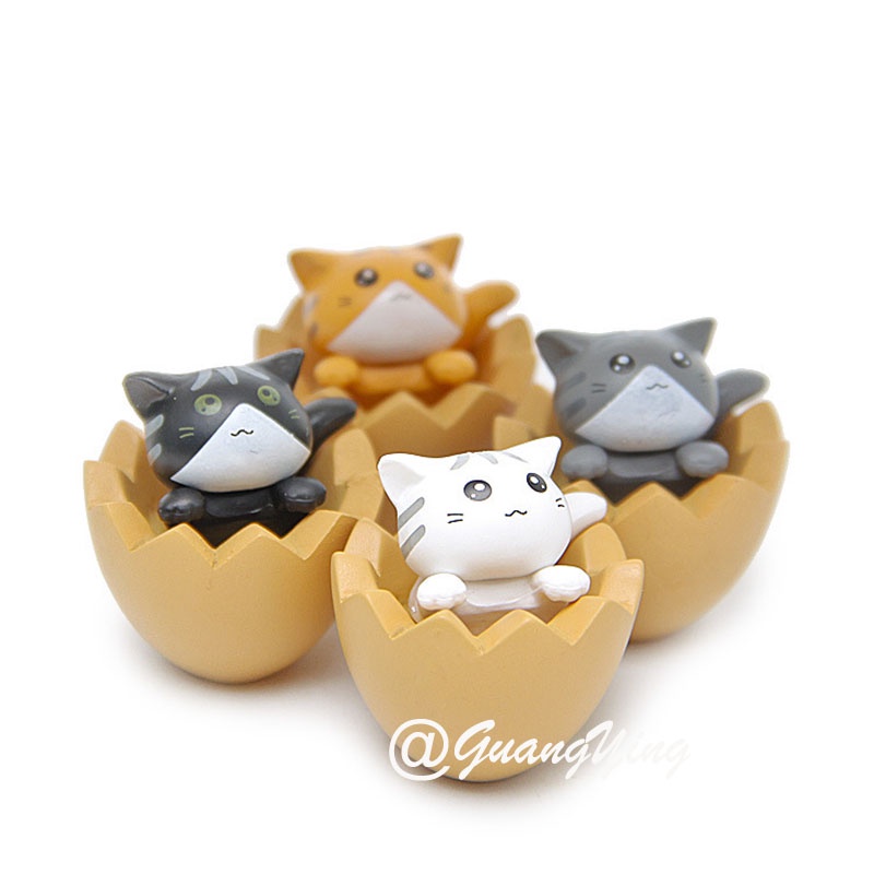 Cute eggshell cat hand-made diy micro landscape doll creative toy ...