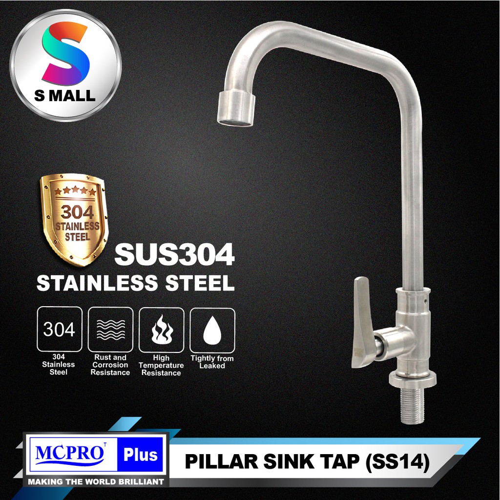 MCPRO PLUS Stainless Steel SUS304 Kitchen Faucet L SHAPE PILLAR SINK ...