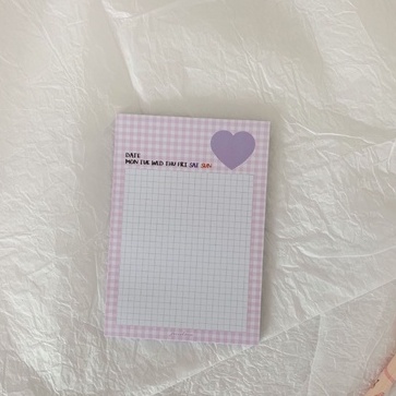 KOREAN STYLE CUTE RETRO CHECKERED DAILY MEMO PAD - PINK, PURPLE HEART ...