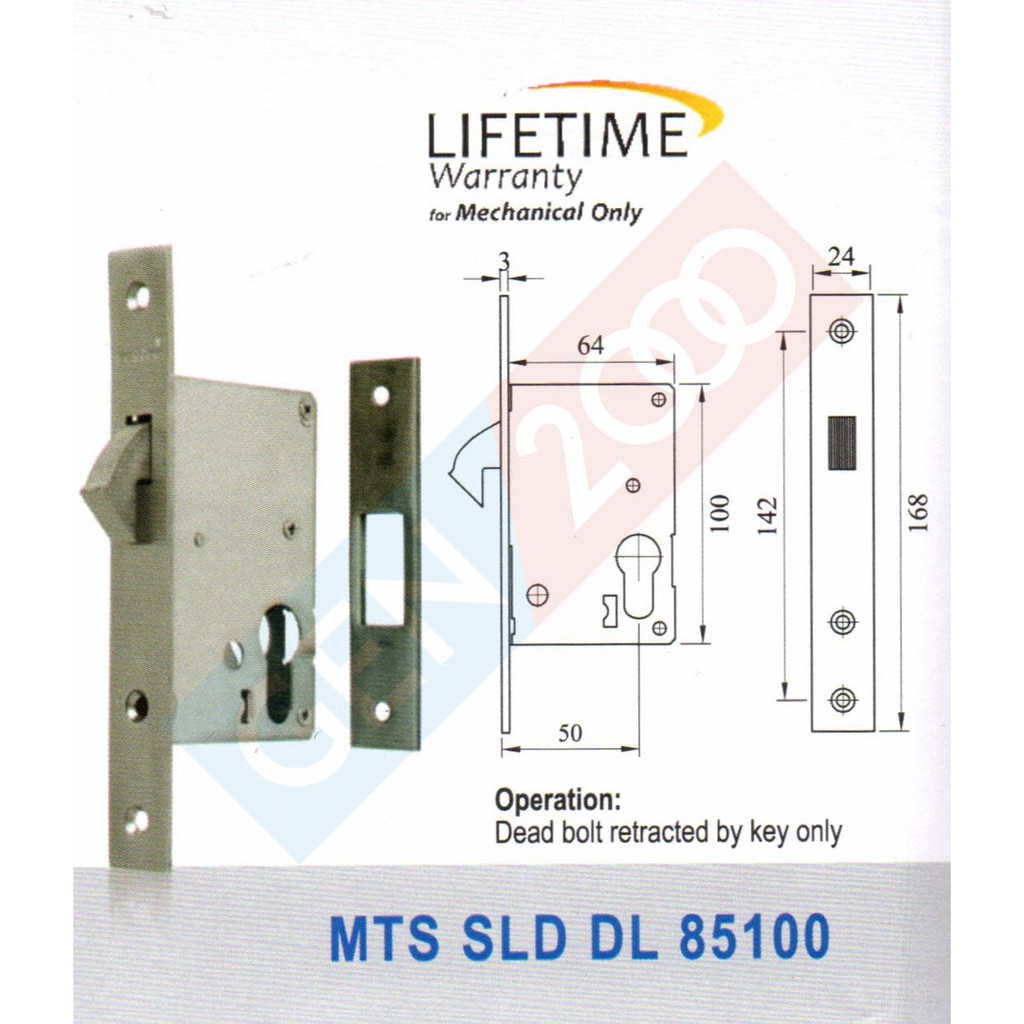 Body Sliding Door Lock Dekkson MTS SLD DL 85100 SSS Door Mortise ...