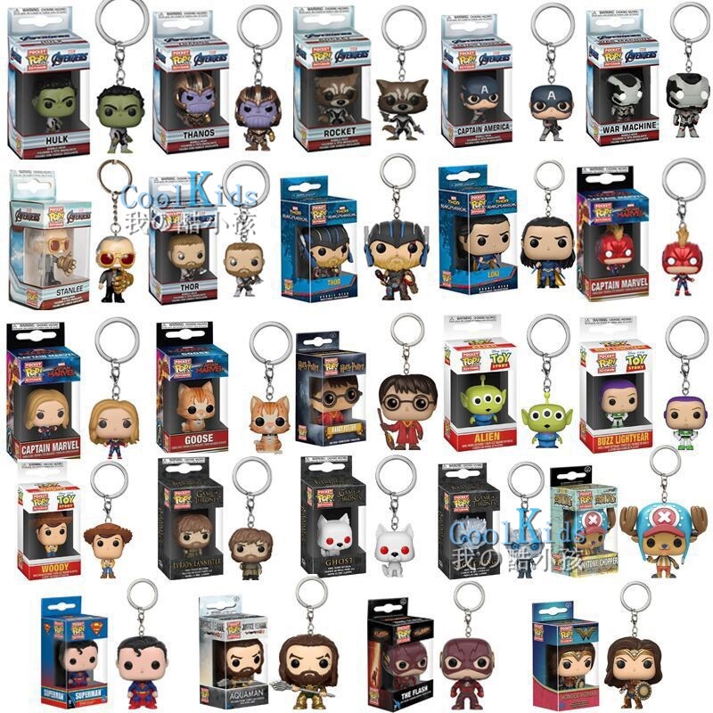 FUNKO POP keychain Marvel Stranger Things Spider-Man Captain America ...