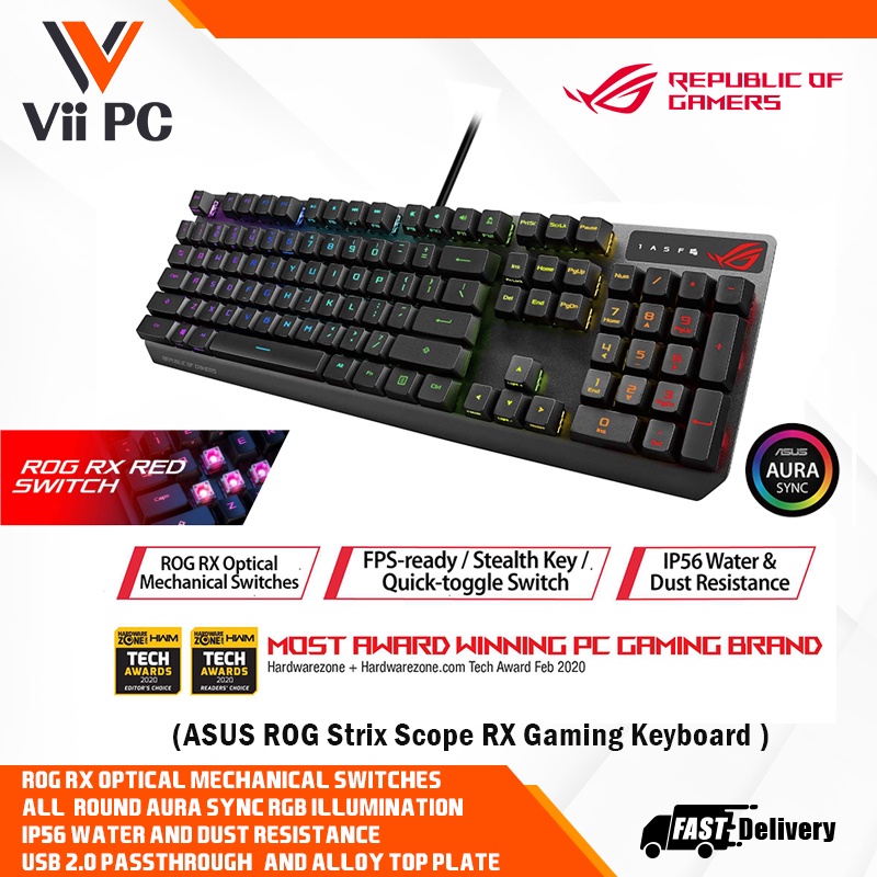 ASUS ROG Strix Scope RX RED Switch Gaming Mechanical Keyboard | Shopee ...