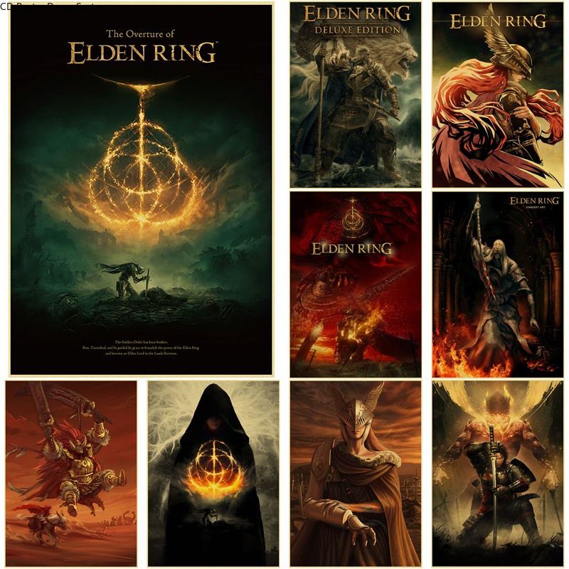 Trendy Elden Ring Retro Poster Kraft Paper Prints Posters DIY Vintage ...