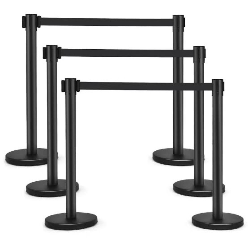 Corridor Barrier Black Pole Line Walkway Stainless Steel Queue Ban ...