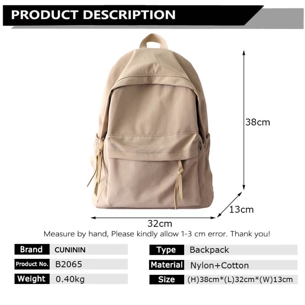 Korean Fashion Nylon Plain Woman Bags School Backpacks Waterproof ...