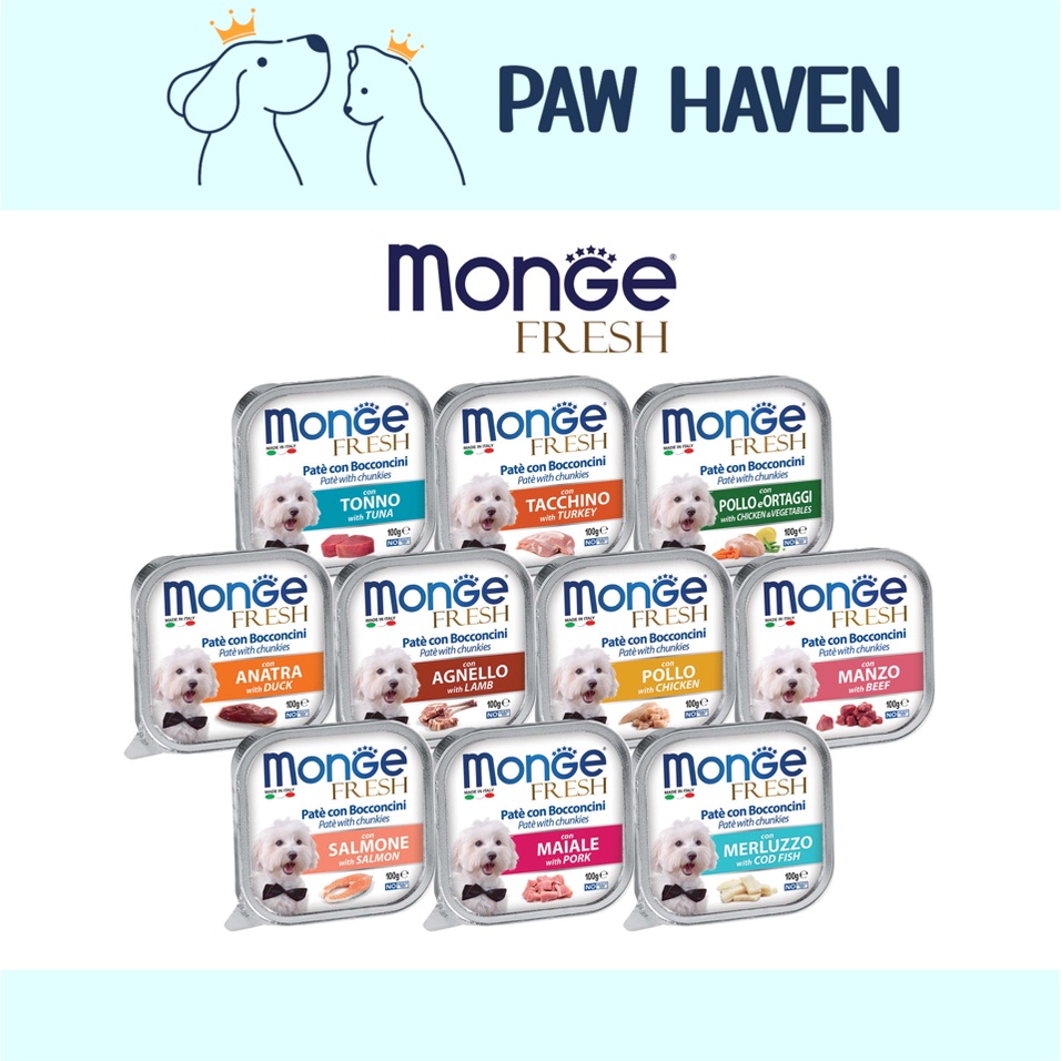 [FROM $1.47 EA] Monge Fresh Pate with Chunkies Tray Dog Wet Food 100g ...