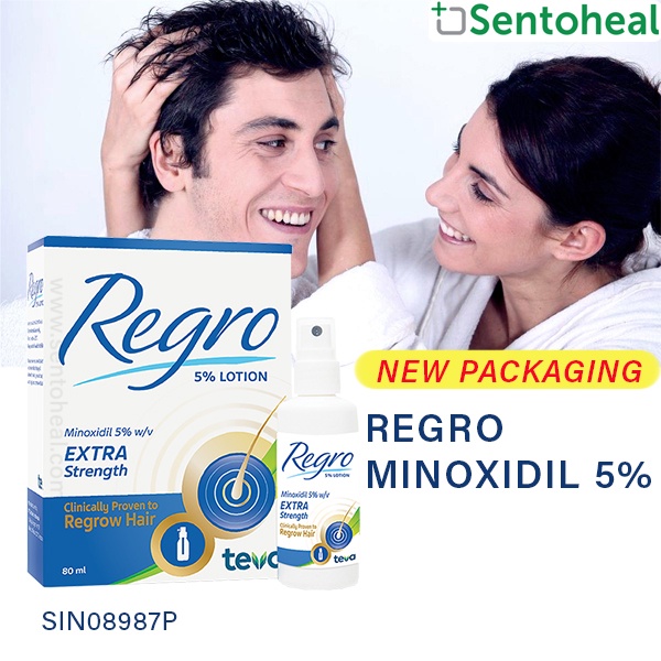 REGRO (topical minoxidil) 5% Hair Lotion 80ml-Clinically proven to ...