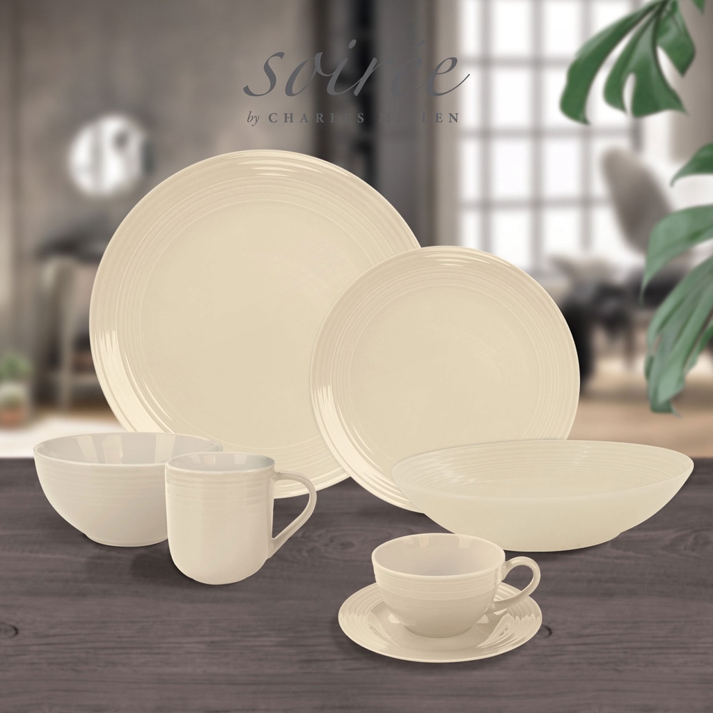 Soiree Ascot Beige Modern Home Porcelain Tableware Collection ( Pack of ...