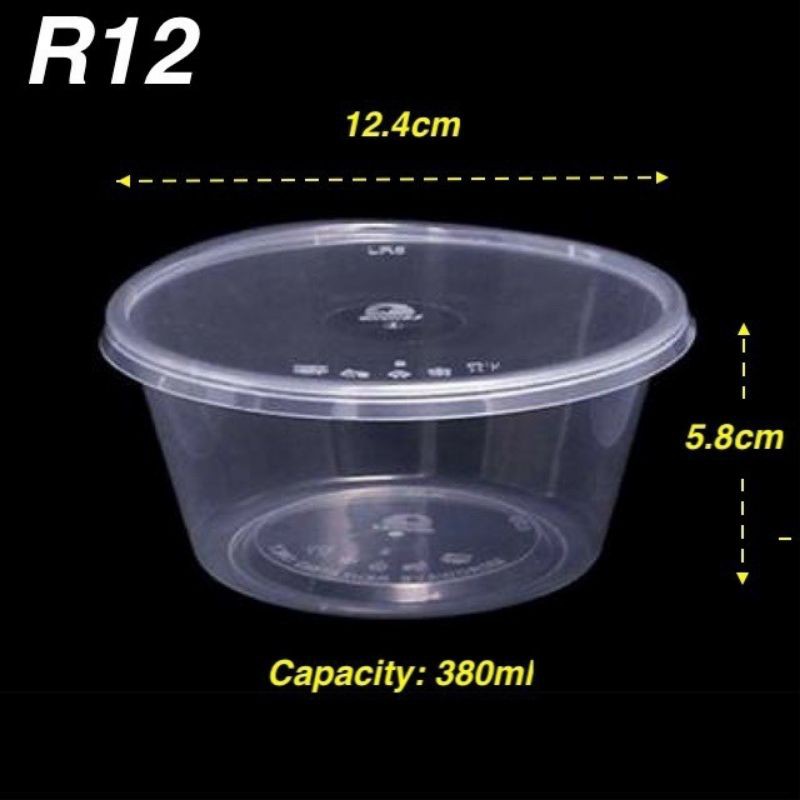 (500sets) Round Plastic Food Container With Lid / Bekas Plastik Bulat ...