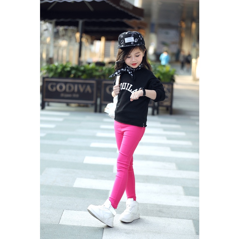 Kids Girl Long Pants Spring Autumn Candy Color Elastic Pencil Trousers ...