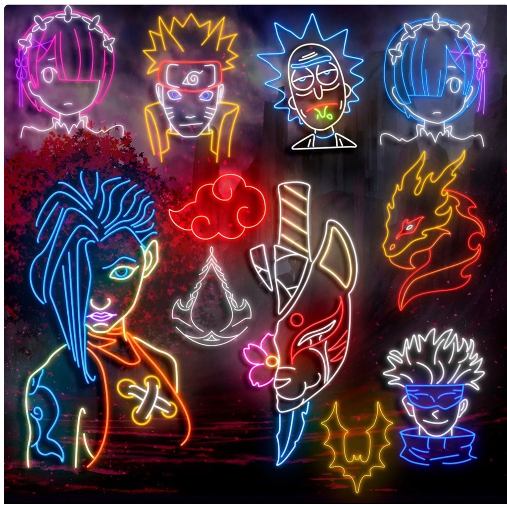 Custom Hero Neon Sign - Neon Anime wall ART, Anime, Cartoon Character ...