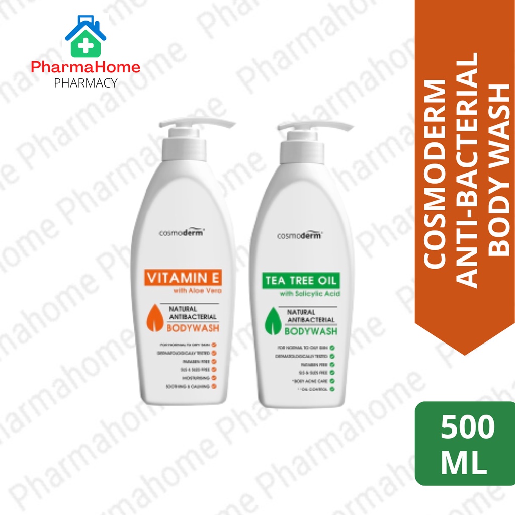 COSMODERM TEA TREE OIL SHOWER GEL 500ML & COSMODERM VITAMIN E WITH ALOE ...