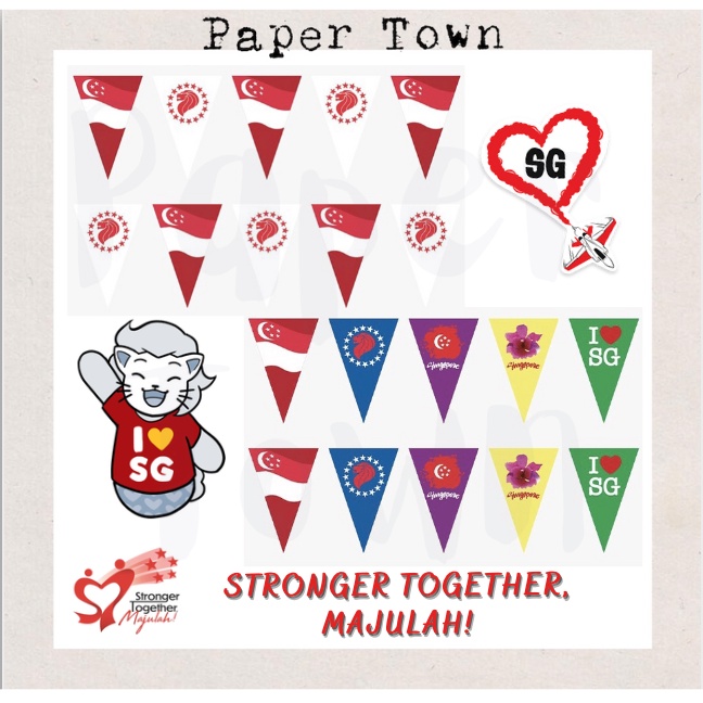 SG🇸🇬 NDP Triangle Flag Banner Bunting 🇸🇬 Classic/Assorted colours ...