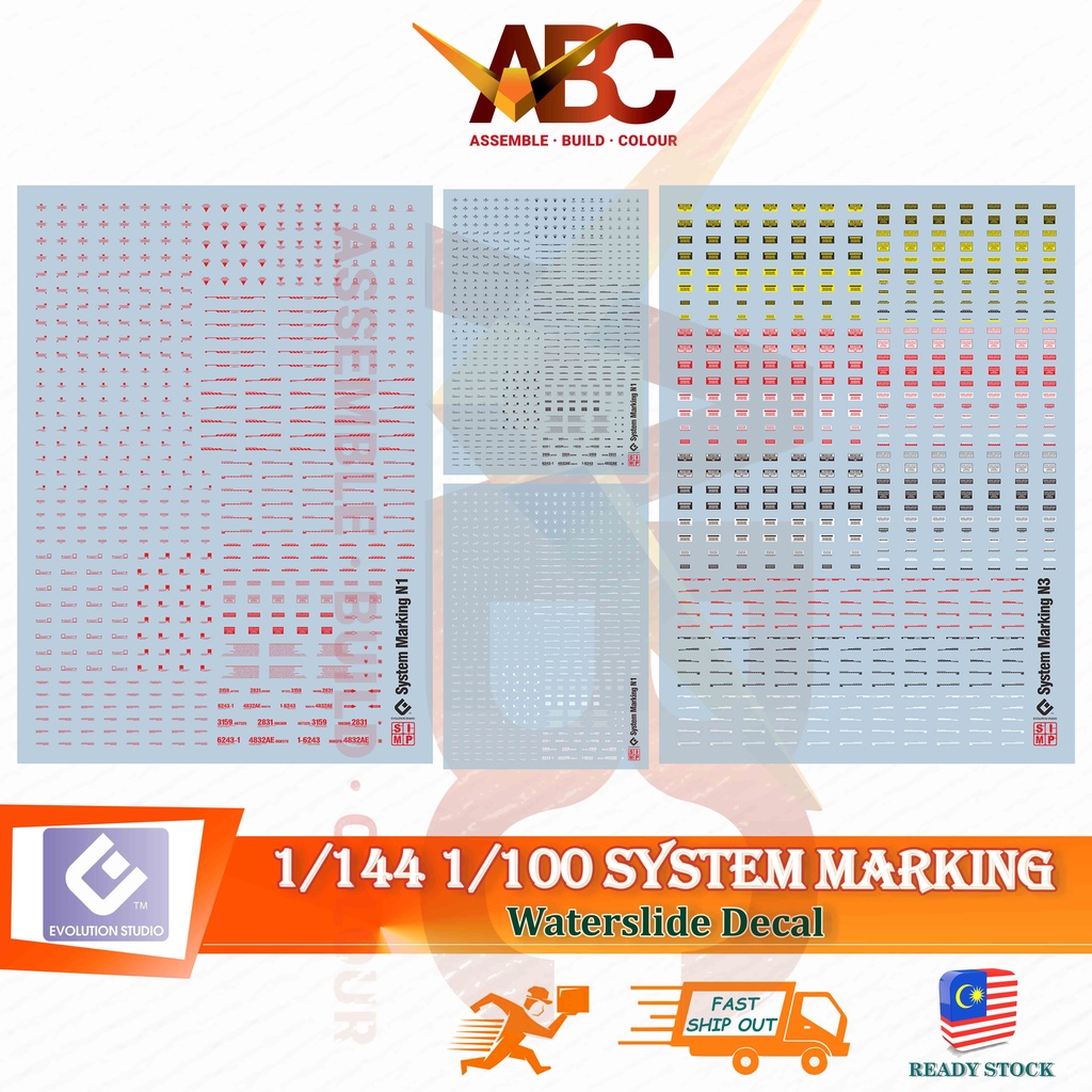 [Evo] Waterslide Decal - 1/144 1/100 SMN1 SMN3 NAZCA Universal Model ...