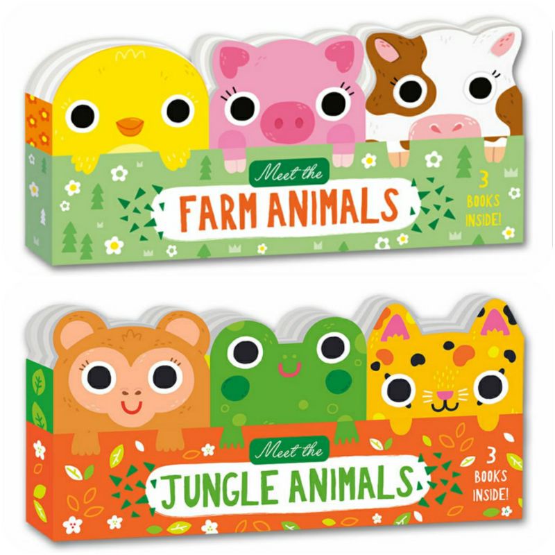 Meet the Farm / Jungle Animals Board Book (3 Books Inside!) | Shopee ...