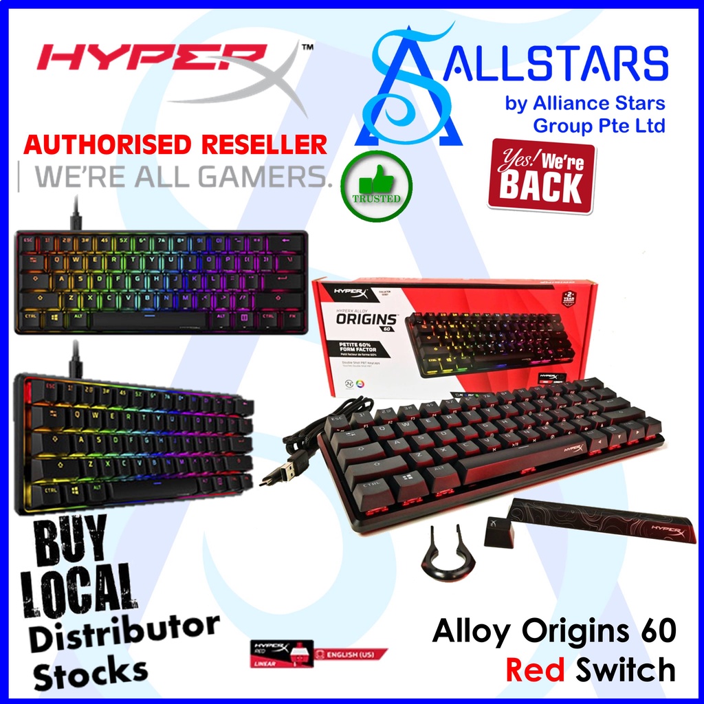 HyperX Red Switch / Linear Alloy Origins 60 Mechanical Gaming Keyboard ...