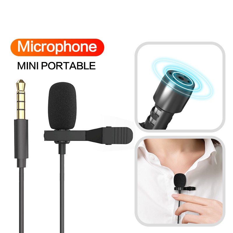 3.5mm Jack Mini Wired Studio Speech Mic Microphone Clip On Lapel For ...
