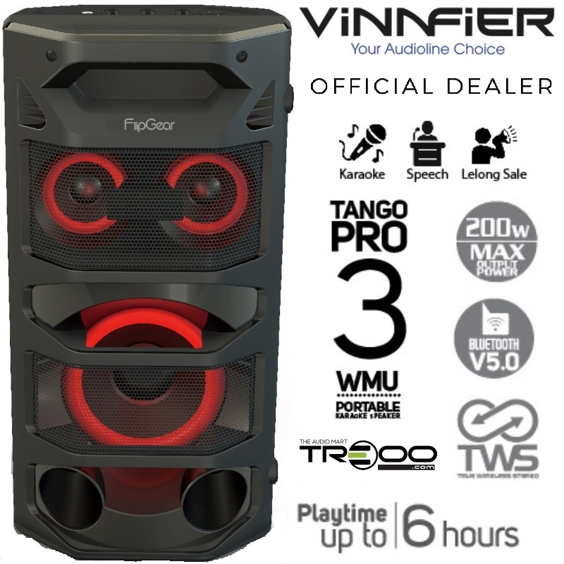 Vinnfier FlipGear Tango Pro 3 WMB Wireless Bluetooth Speaker with Wireless Handheld Microphone ...