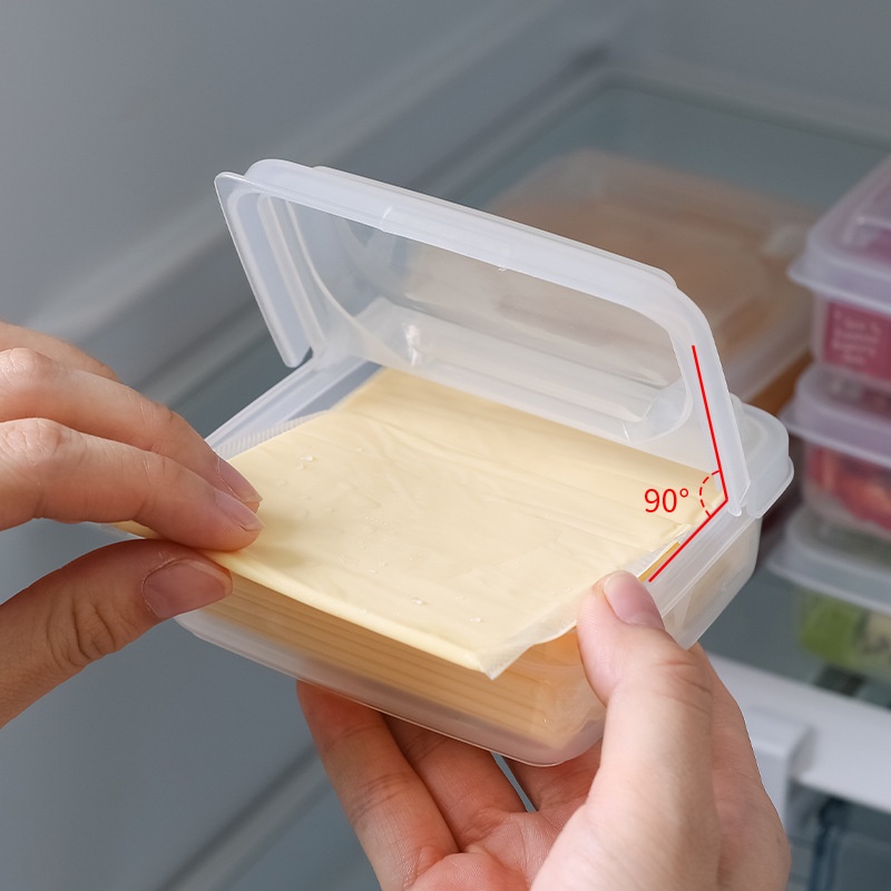 2Pcs Slice Cheese Container for Fridge with Flip Lid Portable Leak ...