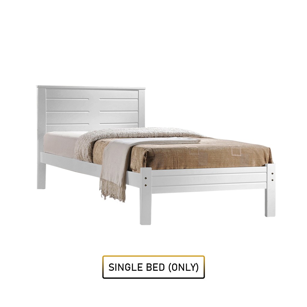 Living Mall Vivi Single Bed Frame with Pull-Out Bed in White and Cherry ...
