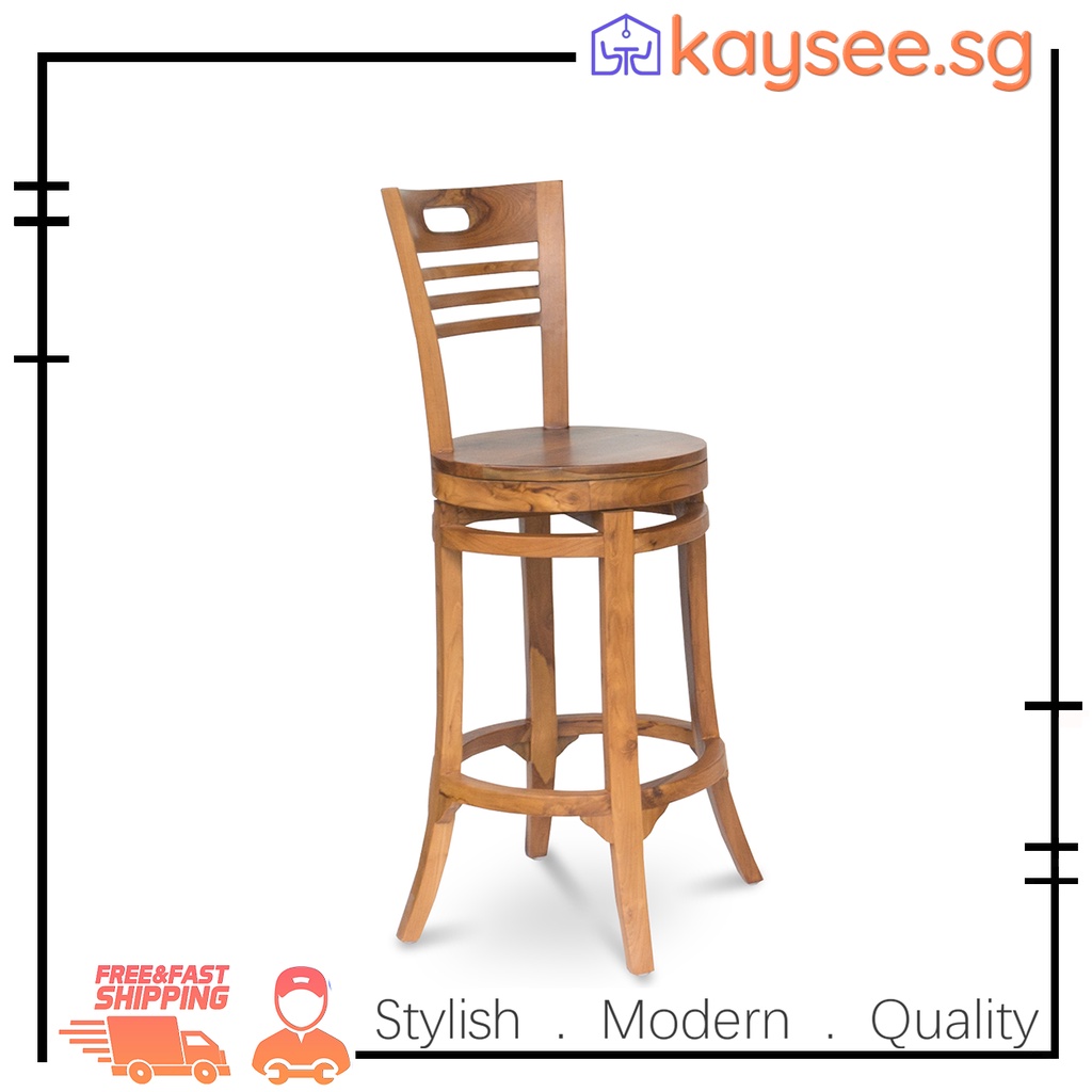 kaysee|Adriene Teak Wood Bar Stool|Chair|Dining|Balcony|Resort Style ...