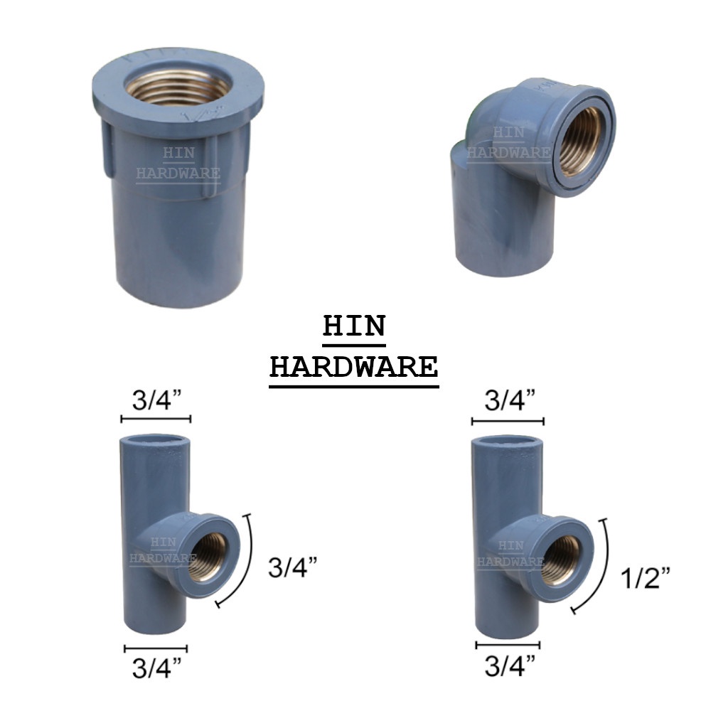 Hin Brass Threaded PVC Pipe Fitting / Inner Copper Thread PVC Pipe ...