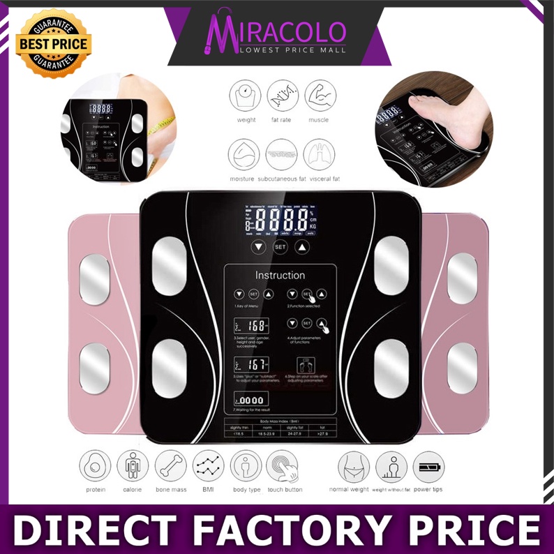 MIRA Smart Fat Scale Penimbang Function Bluetooth Smart Weight Scale ...