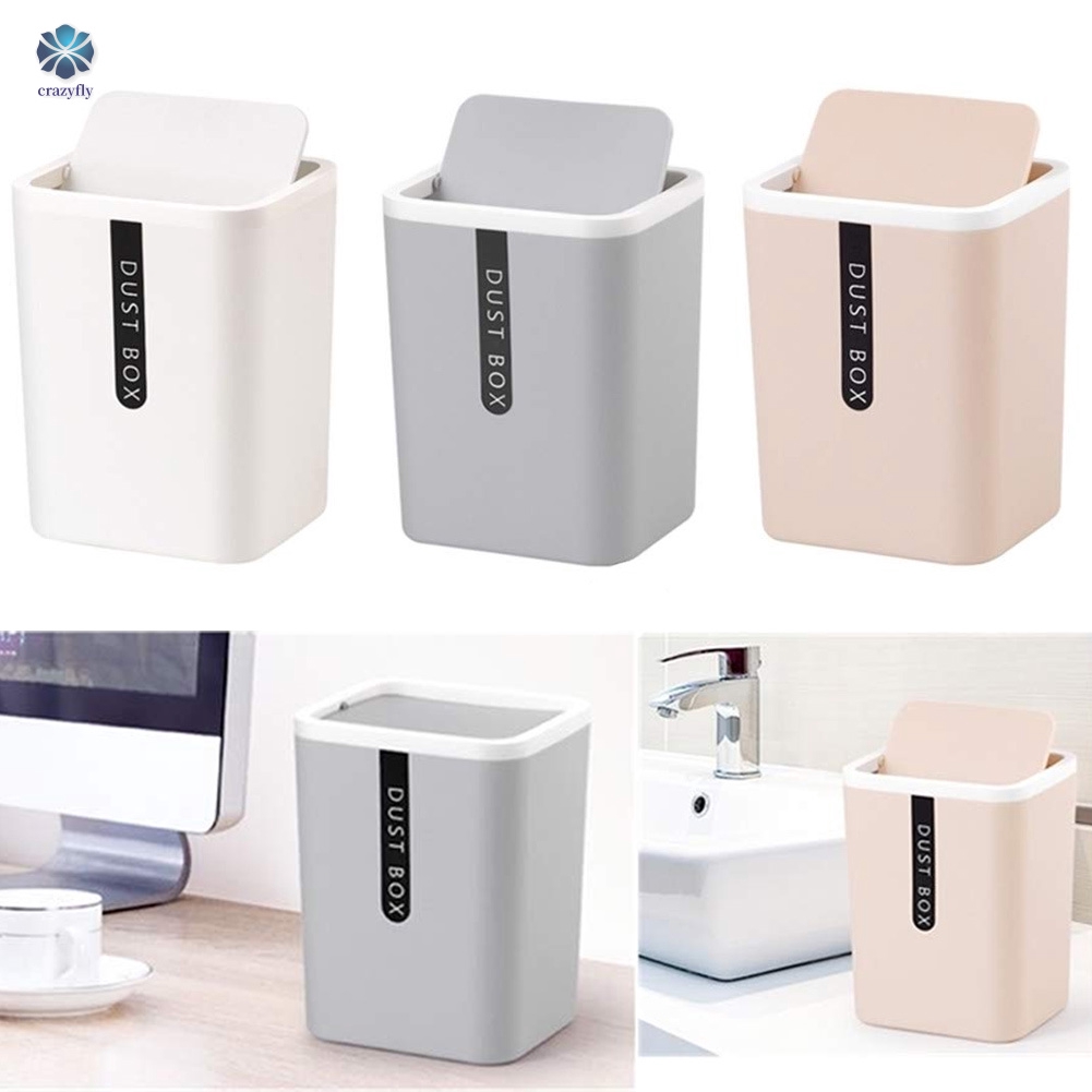 Desktop Trash Can Small Mini Garbage Can Plastic Dustbin with Shake ...