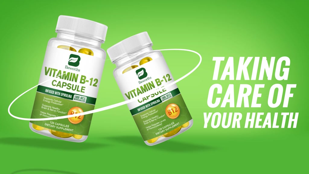 BEWORTHS Vitamin B12 Capsule 1000 Mcg Methyl B12 with Organic Spirulina ...