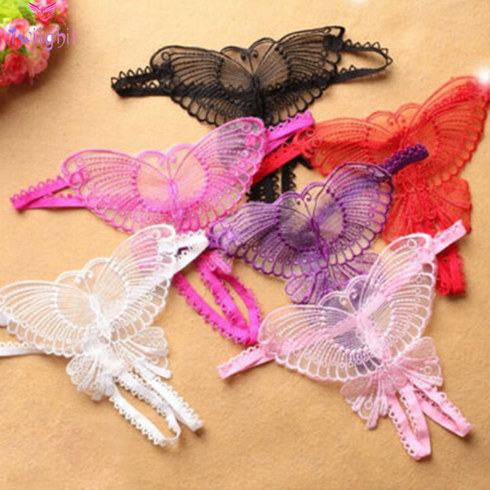 Womens Sexy Sheer Butterfly Briefs Lace Panties Underwear Thong G ...