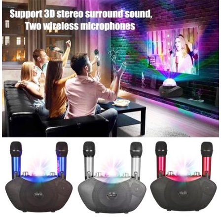 KTV HOME SET WIRELESS BLUETOOTH KARAOKE WITH 2 MICROPHONE | Shopee ...
