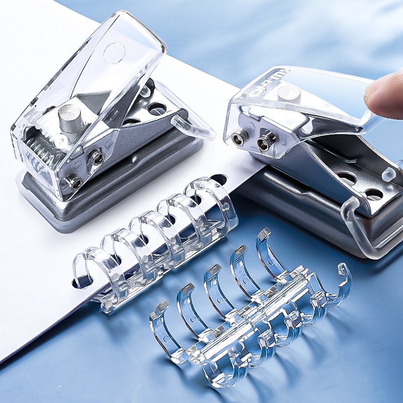 Mini Hole Puncher and Plastic Loose Leaf Rings, Transparent Hole ...