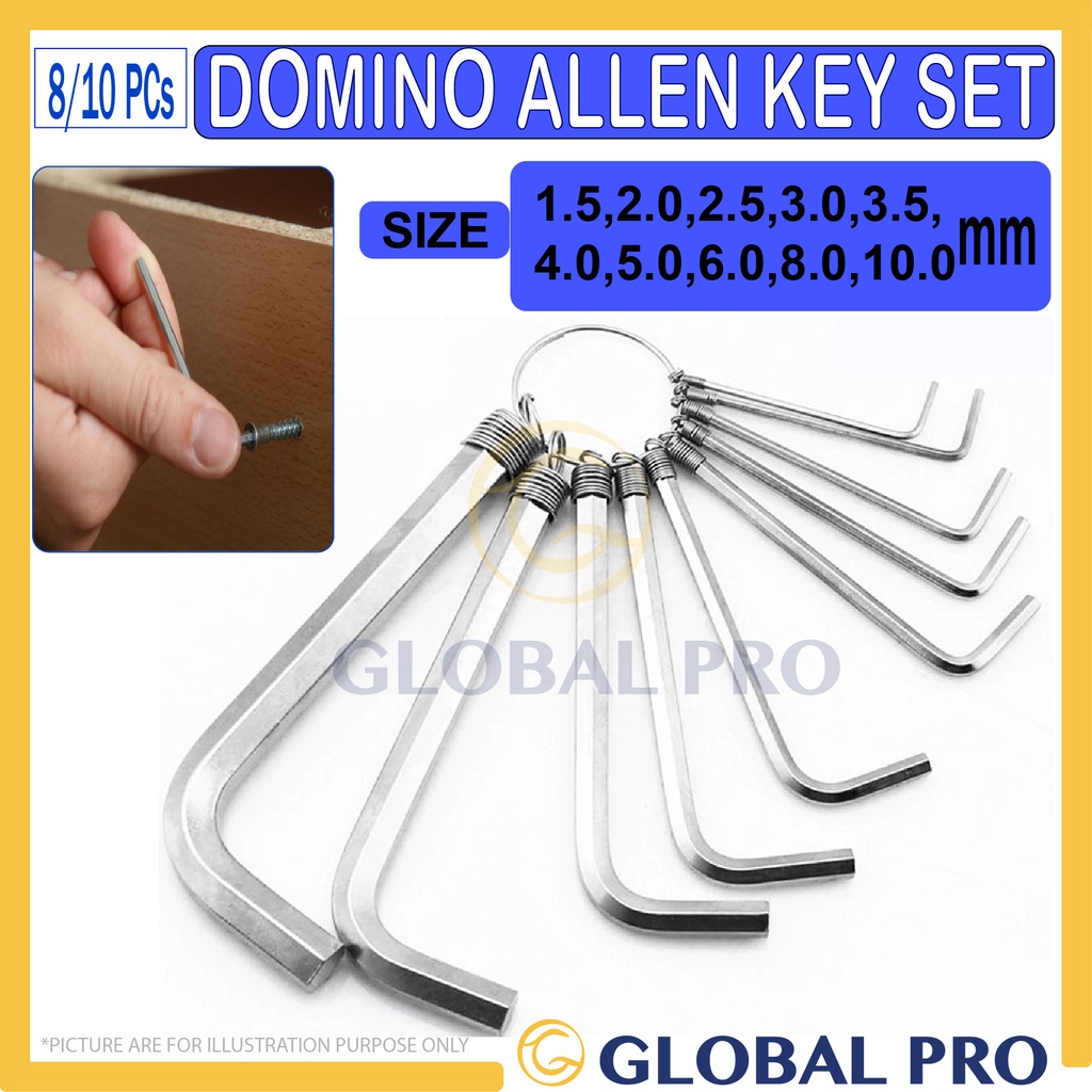 8/10 PCS D0MIN0 High Quality Allen Key Set Chrome Hex Wrench with Ring ...