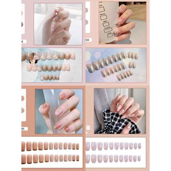 Diy FAKE NAIL ART FALSE NAIL Nude Jelly Starry Sky Galaxy High-End NAIL ...