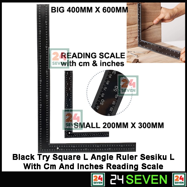 Black Try Square Ruler Angle Ruler L Shape Ruler Sesiku L With Cm And ...