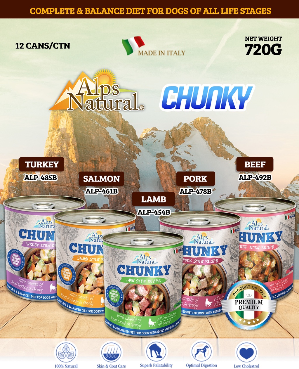 Alps Natural Chunky Recipe Dog Canned Food (720g x 12cans) | Wet Dog ...