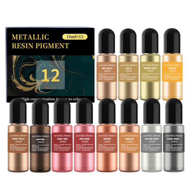 12 color Metallic Resin Pigment Alcohol Liquid Colorant Dye 3D Ink ...