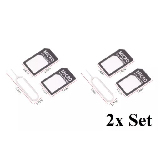 Micro SIM Card to Standard SIM Adapter with Phone Eject Pin 2 Set ...