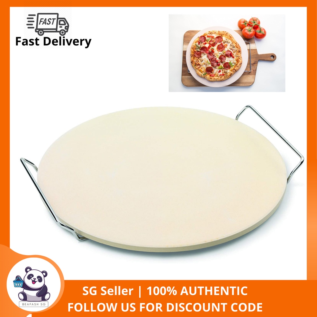 Beafash 13 Inch Round Pizza Stone for Grill and Oven Heavy Duty Ceramic ...