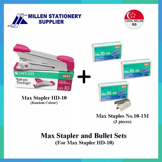 [Bundle Set] Max Stapler and 3 Box Refill Set (HD-10) *Original ...